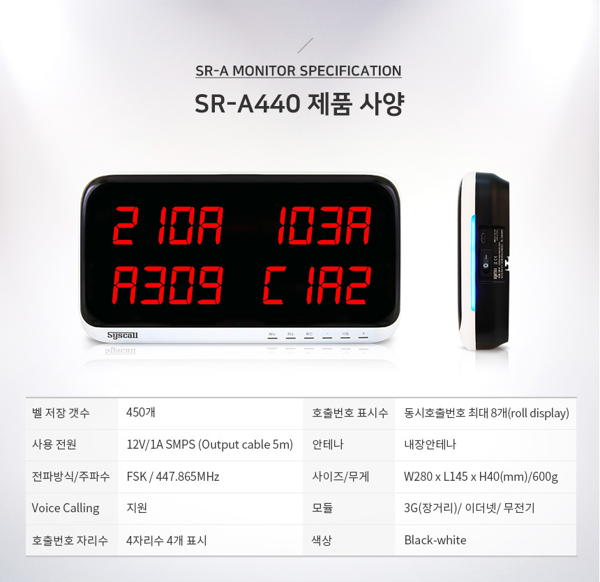 방범 보안 안전 경호 호신용품 전문점 -안전정보시스템 (세이픈) - 씨스콜 수신기 SR-A440